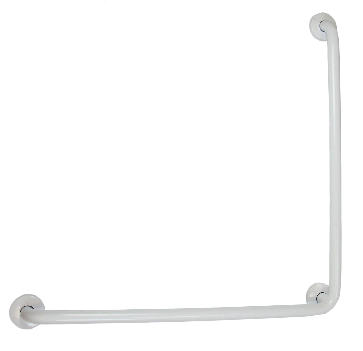 White Finish Stainless Steel L-Shaped Grab Bars 1.25 Inch Diameter 30x ...